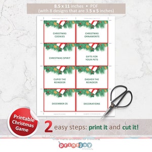 Christmas Games Printable, 80 Christmas Pictionary Cards, Christmas ...