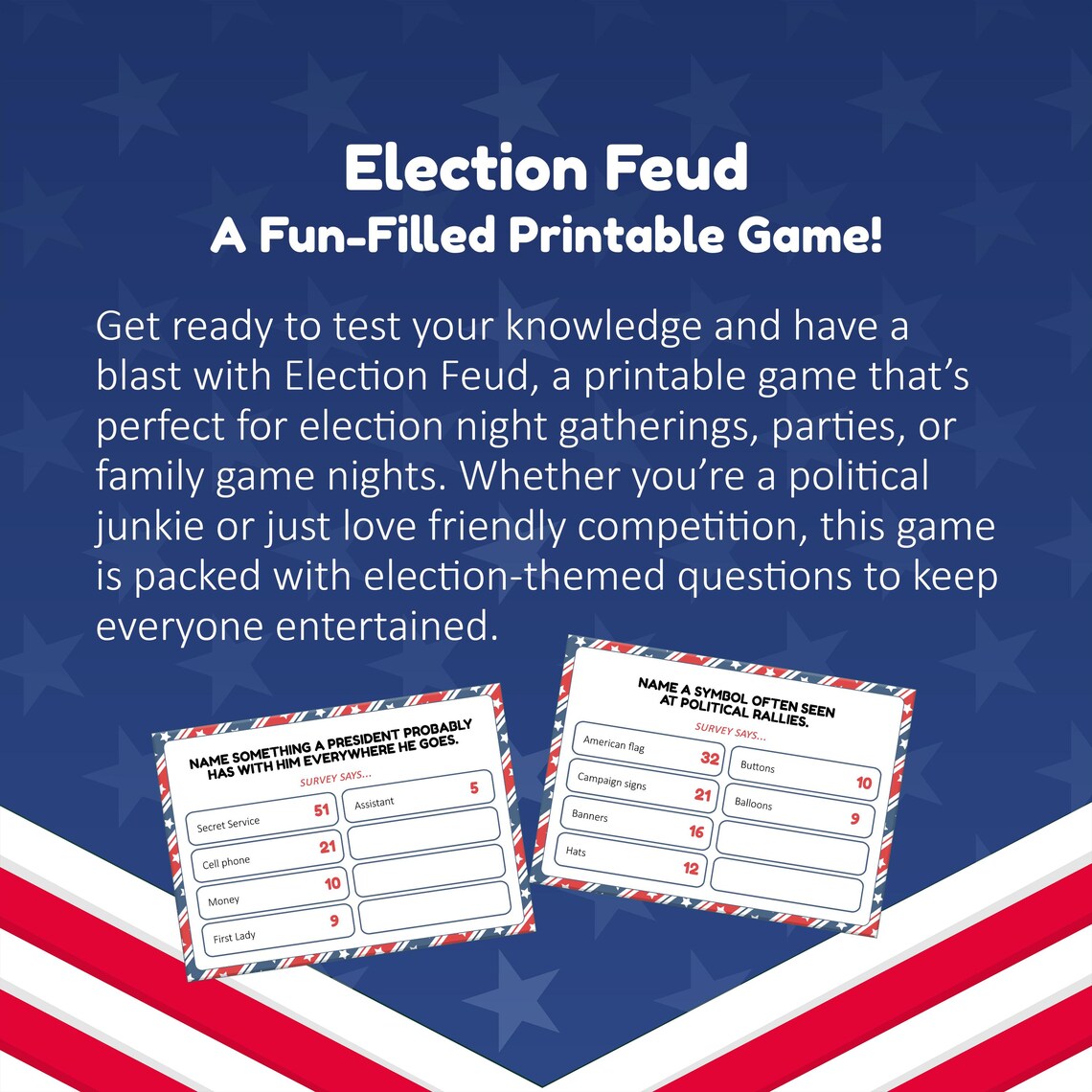 Election Feud Game, Party Games, Trump Vs Harris, Election Day Games ...