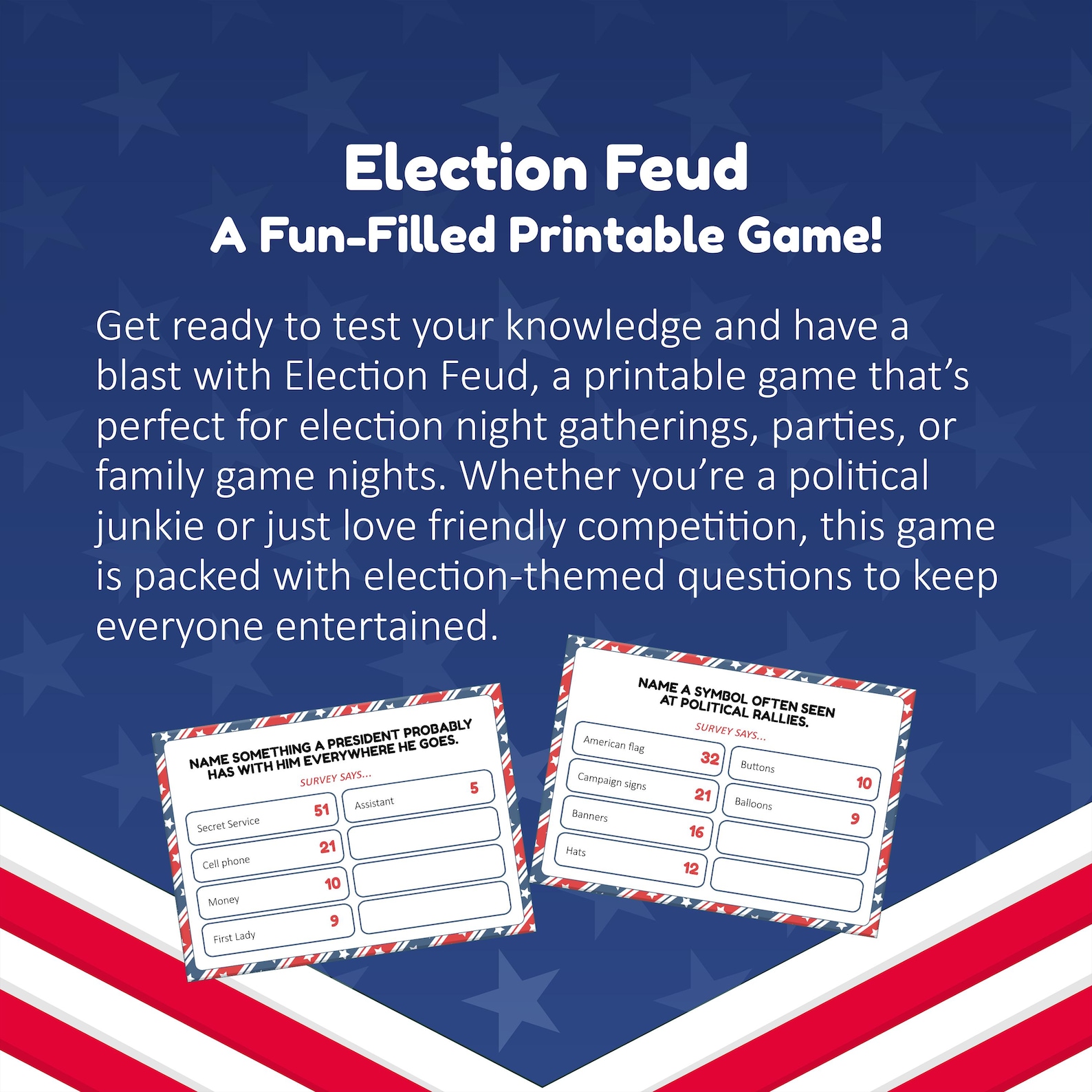 Election Feud Game, Party Games, Trump Vs Harris, Election Day Games ...