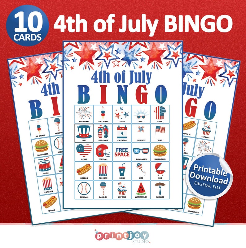 4th of July Bingo 4th of July Printable Family Games Fourth | Etsy