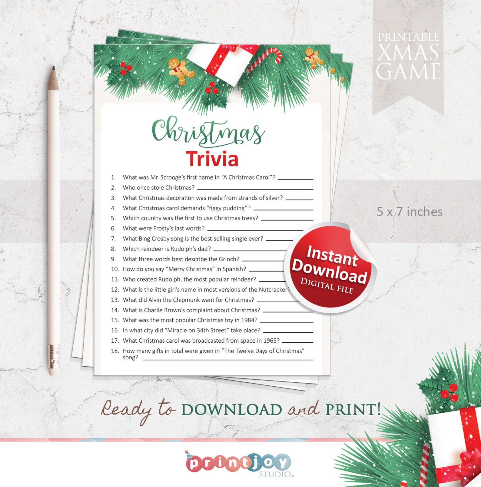 Christmas Trivia Game, Christmas Games Printable, Holiday Party Games ...