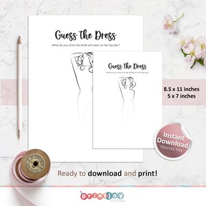 Guess the Dress Game, Printable Bridal Shower Games, Wedding Games ...