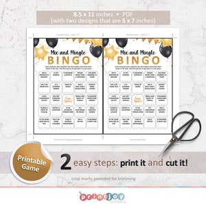 Mix and Mingle Bingo, New Year's Bingo, NYE Games, Find the Guest Game ...