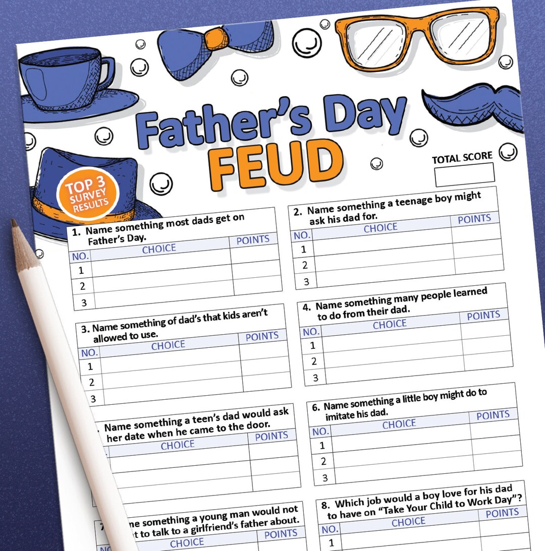 Fathers Day Game, Friendly Feud Game, Fathers Day Games, Fathers Day ...