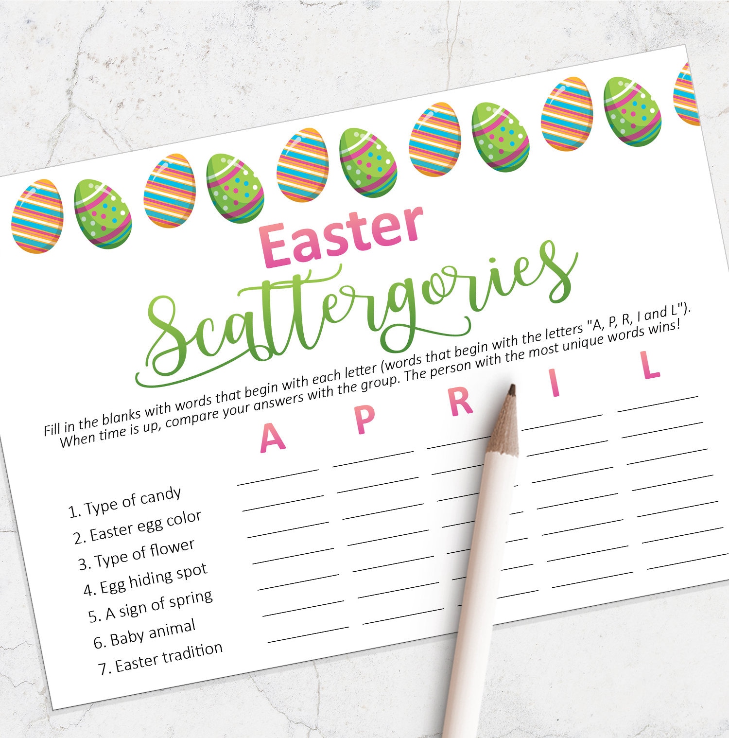 Printable Easter Scattergories Game Easter Printables - Etsy Canada