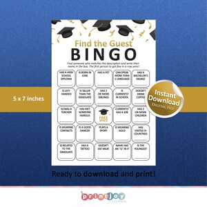 Graduation Party Ideas, Find the Guest Bingo, Graduation Games, Class ...