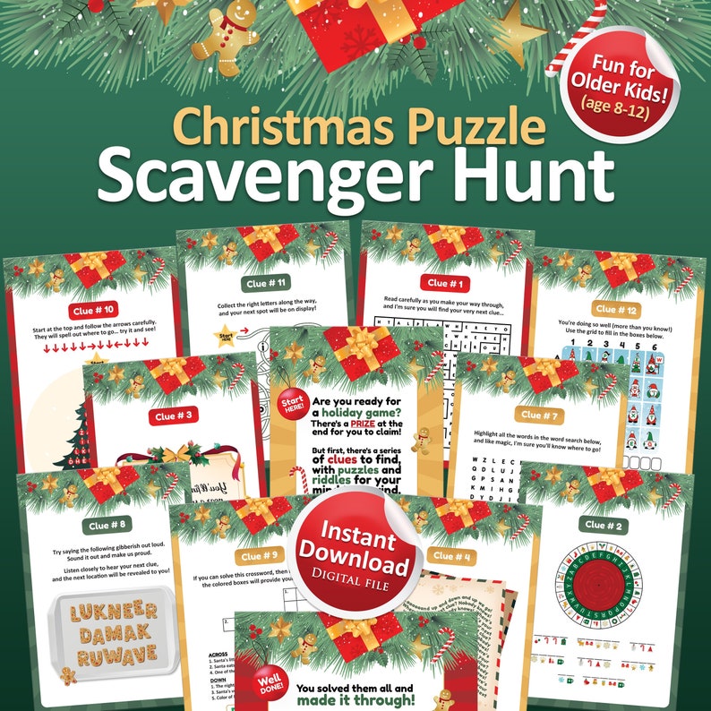 Christmas Scavenger Hunt Printable Scavenger Hunt for Kids - Etsy
