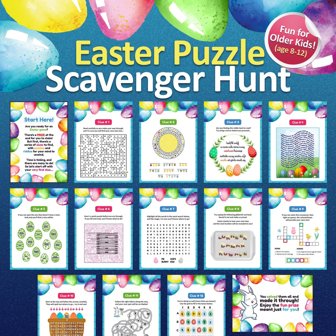 Easter Scavenger Hunt for Kids, Easter Hunt Clues, Printable Easter ...