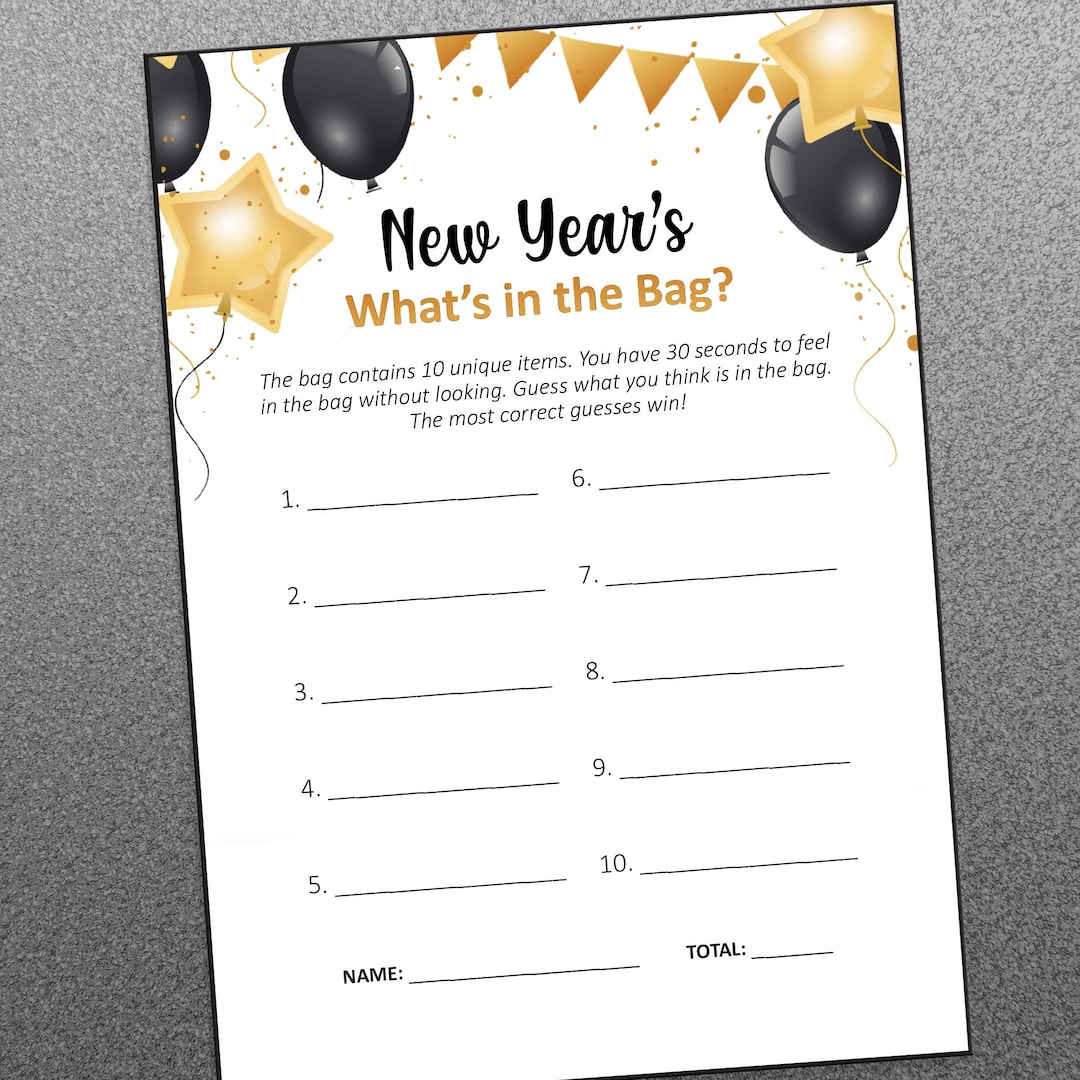 What’s in the Bag Game, New Years Eve Games, Family Games, NYE Party ...