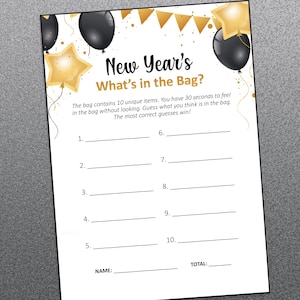 What’s in the Bag Game, New Years Eve Games, Family Games, NYE Party ...