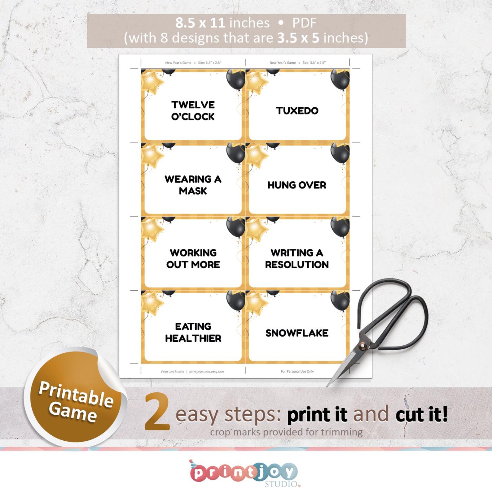 New Years Charades Game Cards, New Years Eve Game, Family Games, New ...