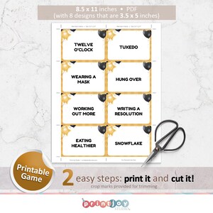 New Years Charades Game Cards, New Years Eve Game, Family Games, New ...