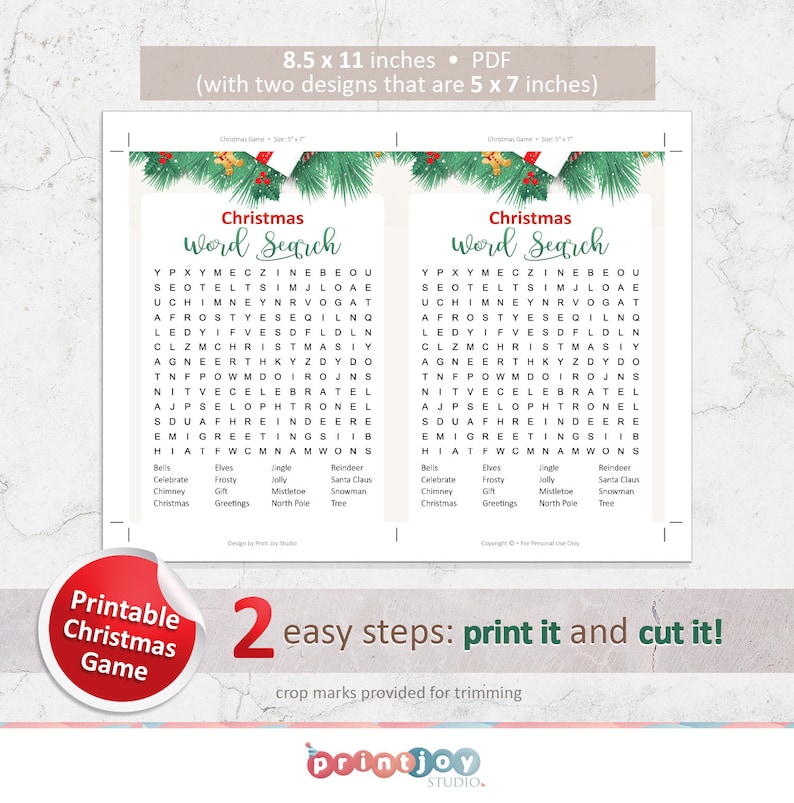 Printable Christmas Word Search Game, Christmas Games, Holiday Party ...