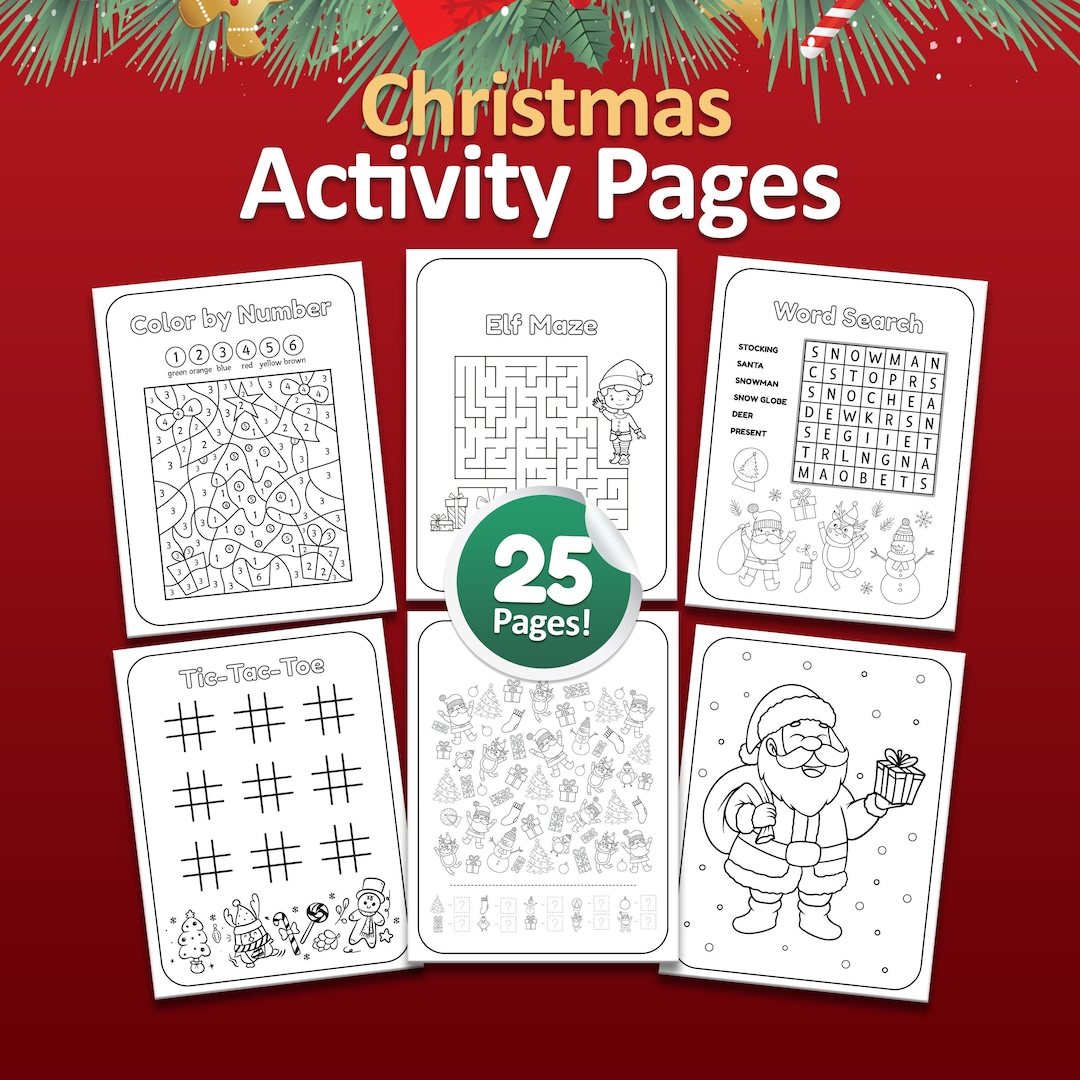 Christmas Coloring Pages, Kids Coloring Book, Kids Activity Book ...