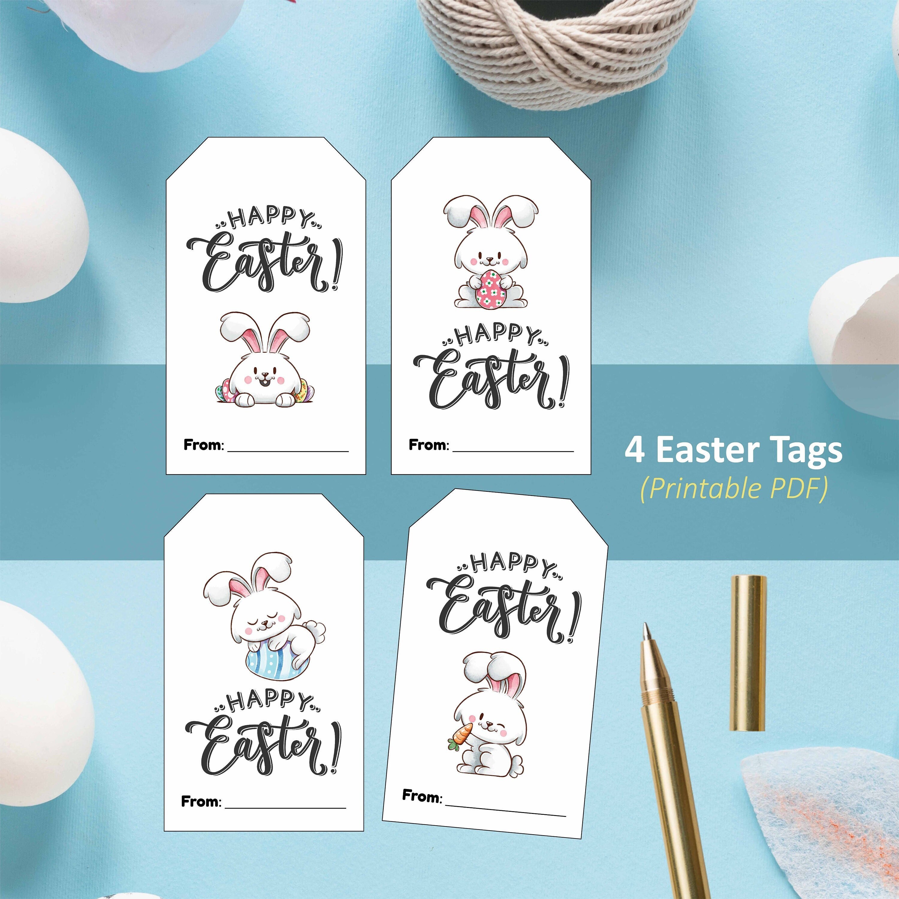 Printable Happy Easter Tags, Easter Gift Tags, Easter Basket Tags ...