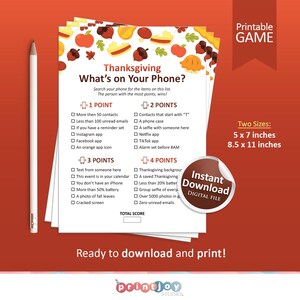 Thanksgiving What’s on Your Phone Game, Fun Thanksgiving Party Game for ...