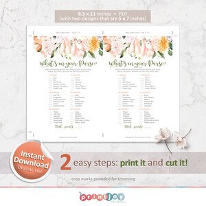 Baby Shower Games Printable What's in Your Purse Game | Etsy