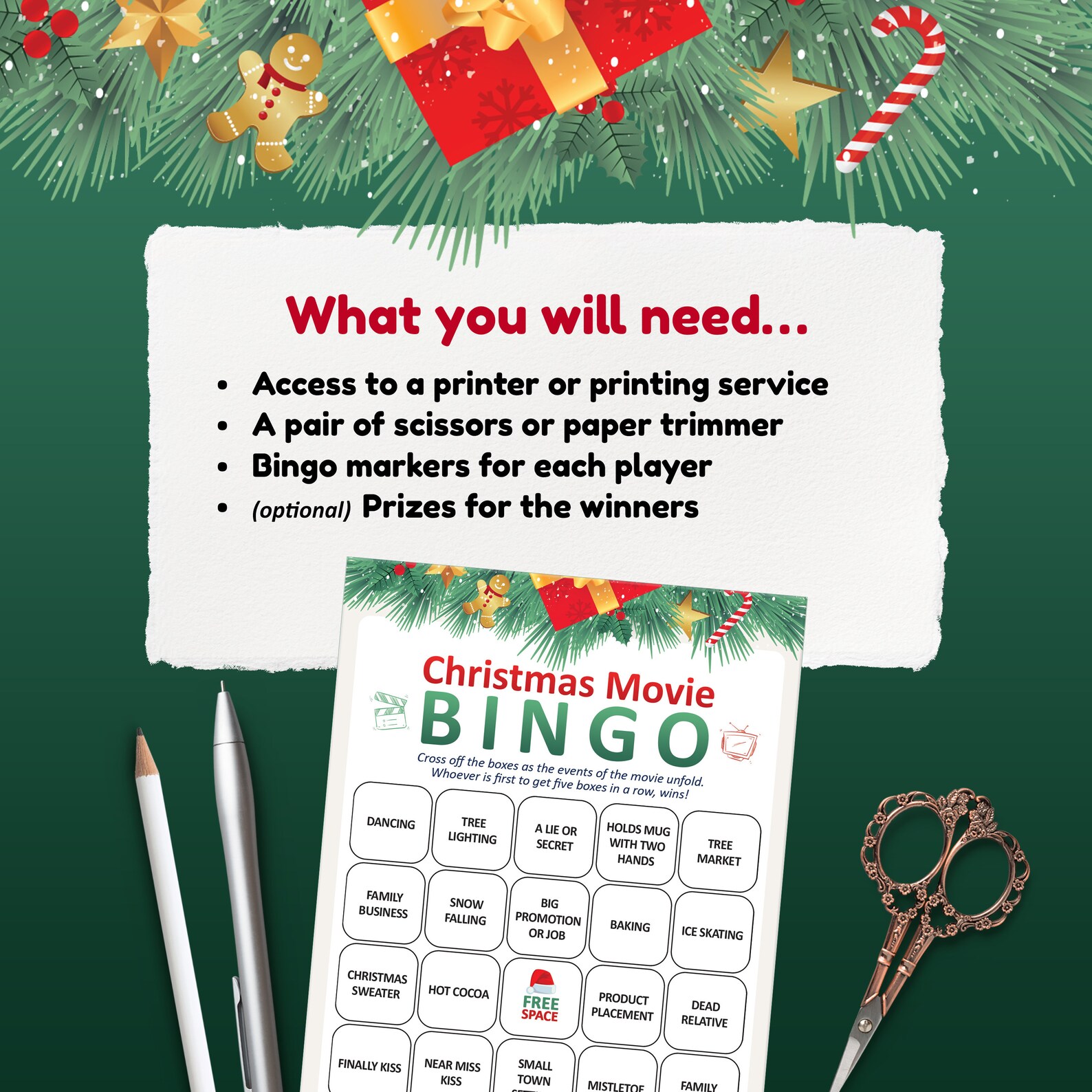 Christmas Movie Bingo Christmas Bingo Hallmark Bingo PDF - Etsy