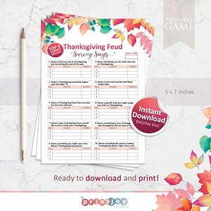 Thanksgiving Games Bundle, Thanksgiving Family Feud Game, Thanksgiving ...