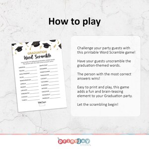 Printable Graduation Games, Word Scramble, High School Grad, Grad Party ...