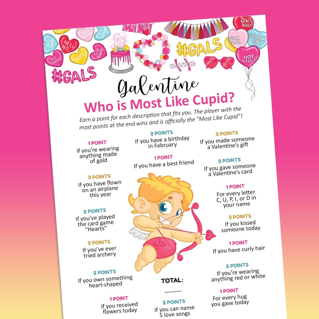 Galentines Most Like Cupid Game, Galentines Games Printable, Party ...