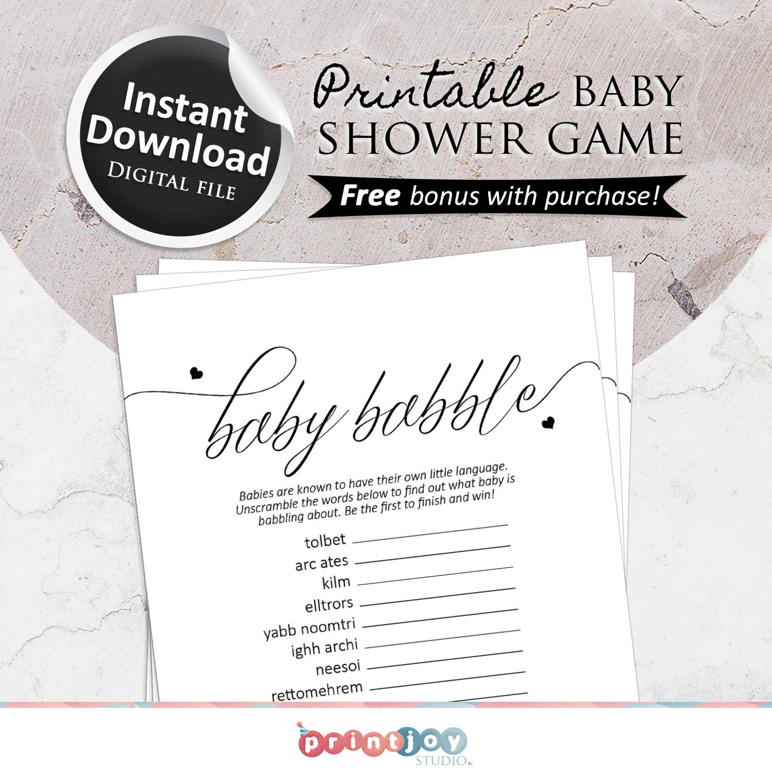 Baby Shower Games Printable Baby Word Scramble Baby Babble - Etsy
