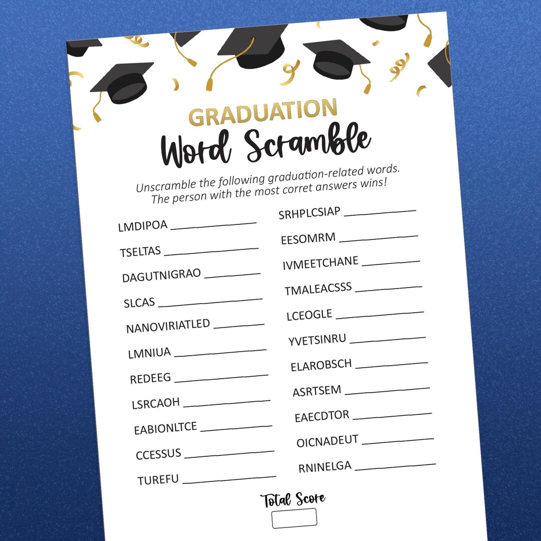 Printable Graduation Games, Word Scramble, High School Grad, Grad Party ...