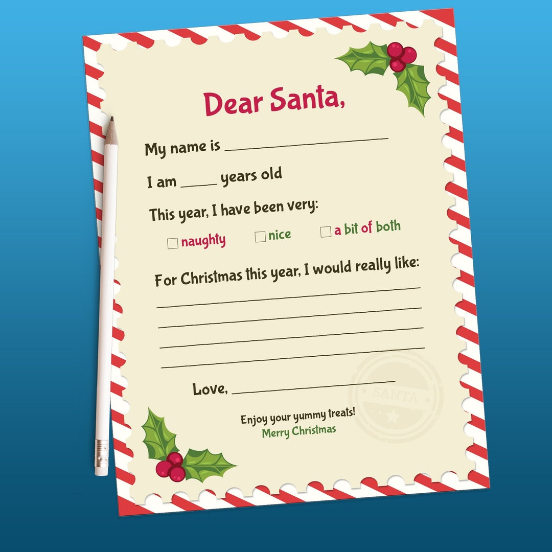Letter to Santa Printable, Christmas Wish List Printable, Santa Letters ...