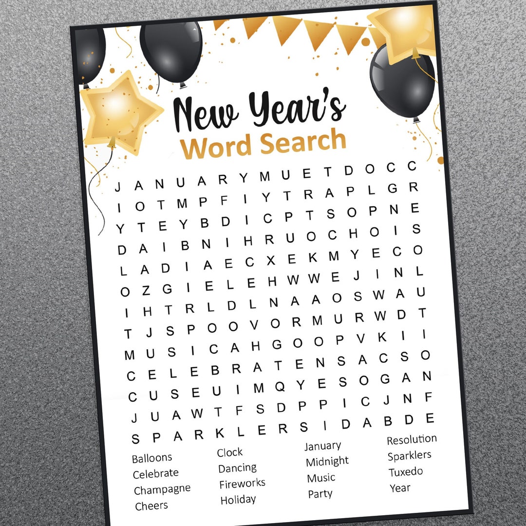 NYE Games, New Years Eve Games, Word Search Game for New Years Party ...