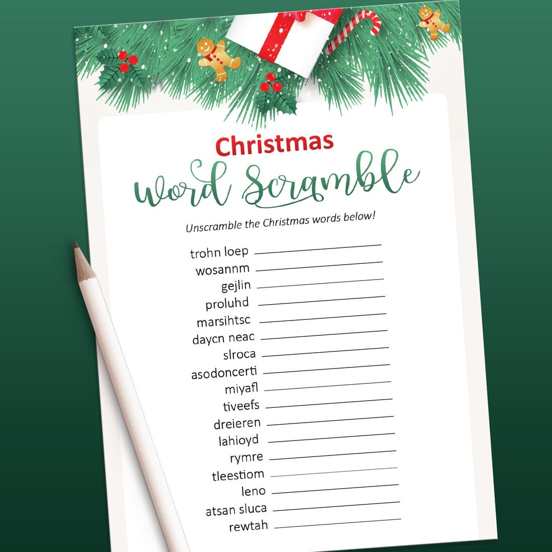Printable Christmas Word Scramble Game, Christmas Games, Christmas ...