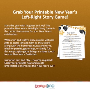 New Years Pass the Gift Game, Left Right Game, New Years Eve Party ...