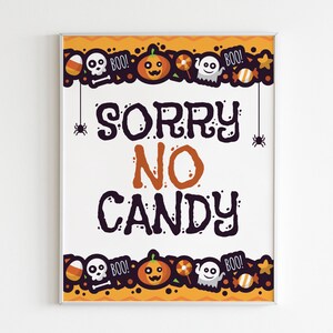 Sorry No Candy Sign, Printable Halloween Sign, Halloween Door Sign ...