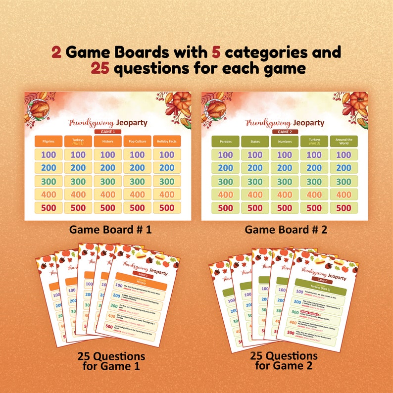 Friendsgiving Games, Friendsgiving Trivia, Thanksgiving Jeoparty, Games ...