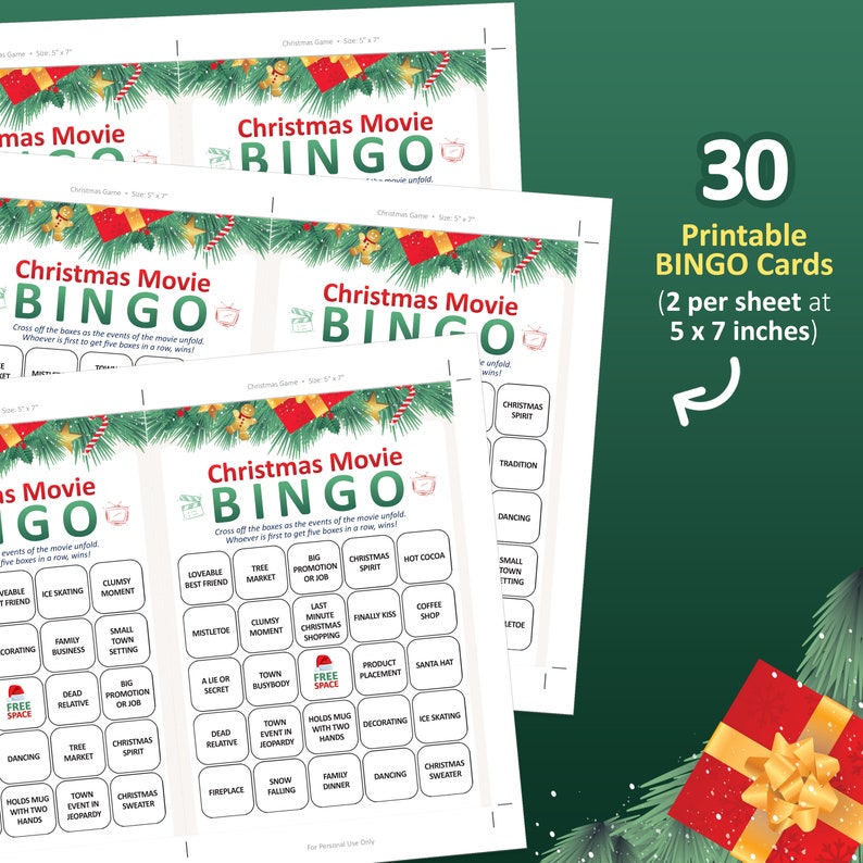 Christmas Movie Bingo Christmas Bingo Hallmark Bingo PDF - Etsy
