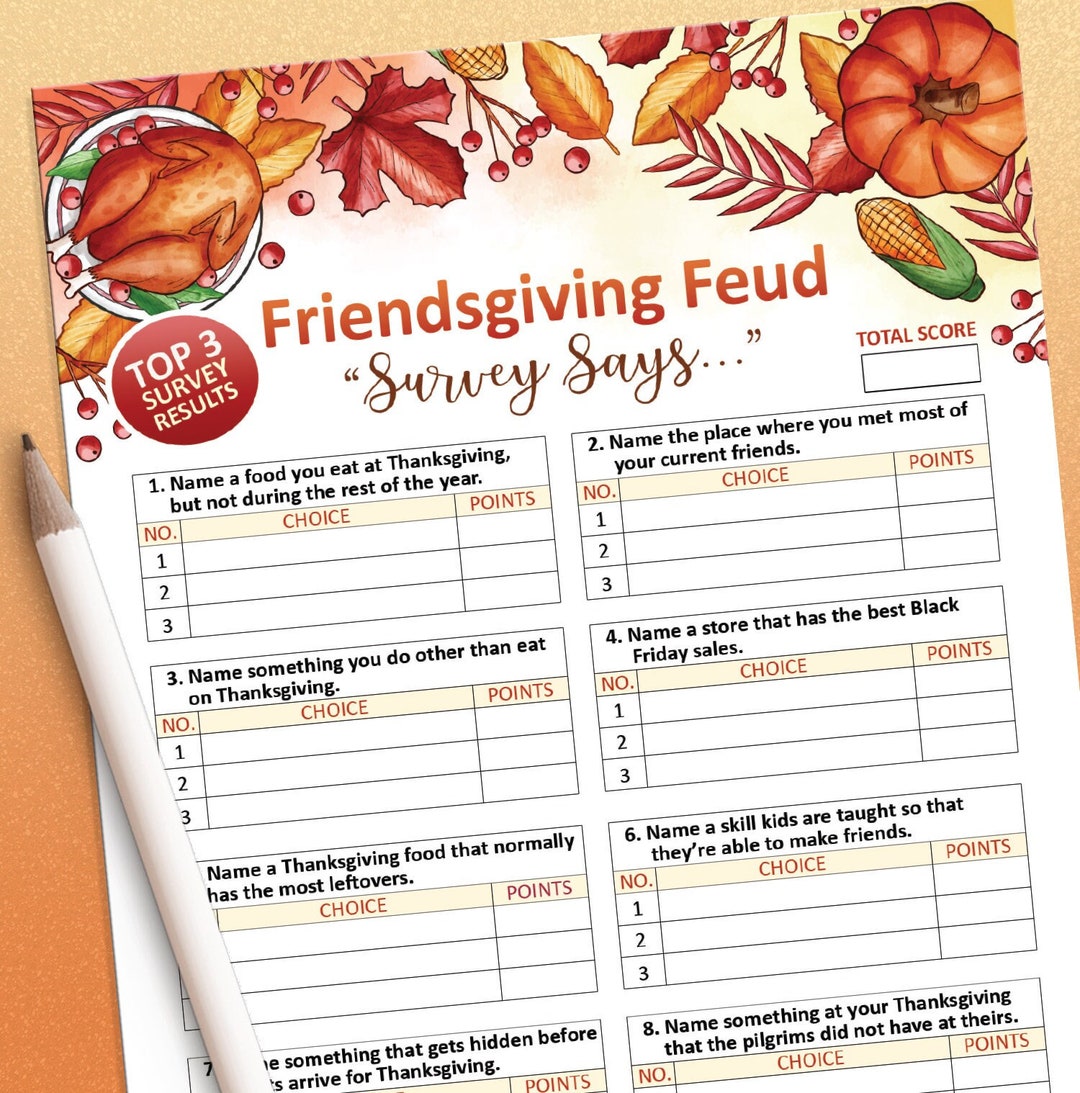 Friendsgiving Family Feud Game, Friendsgiving Games, Thanksgiving ...