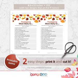 Printable Thanksgiving Party Games, Most Likely to Game, Family Games ...