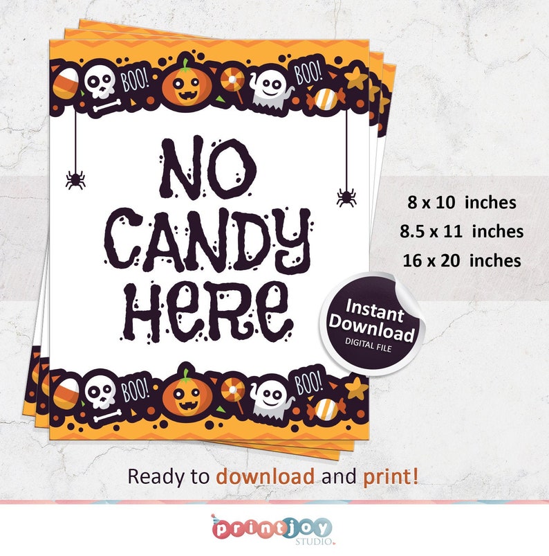 Printable Halloween Sign, No Candy Here Sign, Halloween Door Sign ...