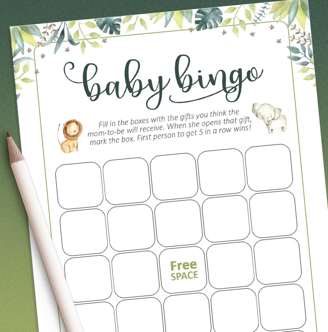 Baby Shower Bingo, Baby Shower Games, Safari Baby Shower, Baby Bingo ...