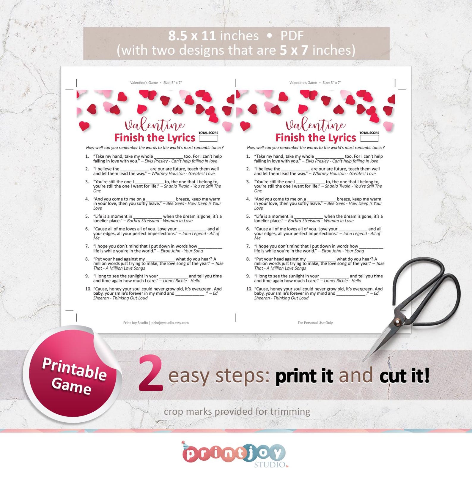 Valentines Finish the Lyrics, Valentines Games Printable, Valentines ...