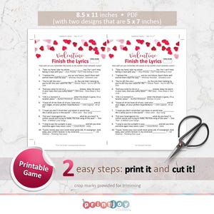 Valentines Finish the Lyrics, Valentines Games Printable, Valentines ...