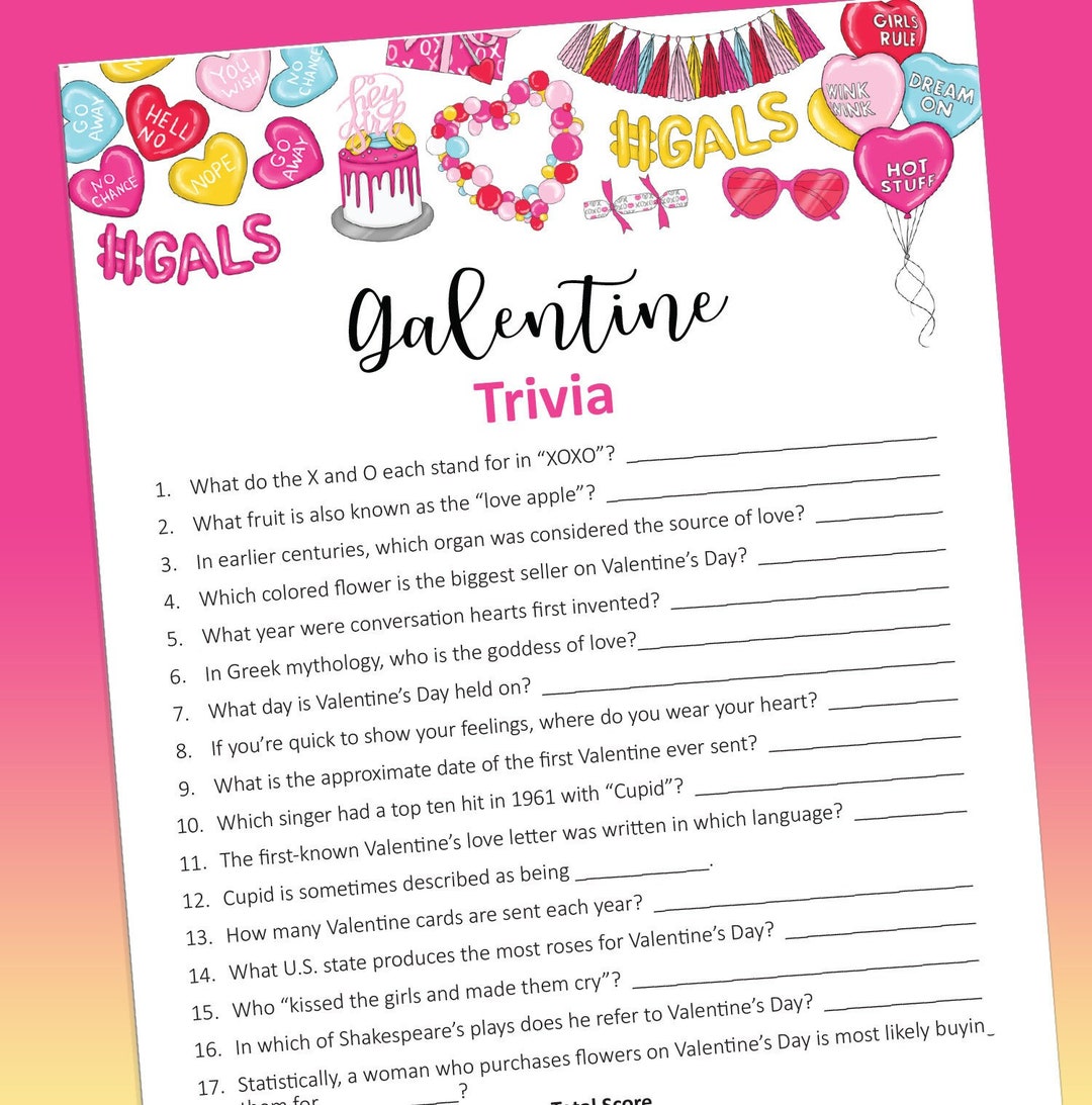Galentines Trivia, Galentines Games, Trivia Cards, Galentines Day Games ...