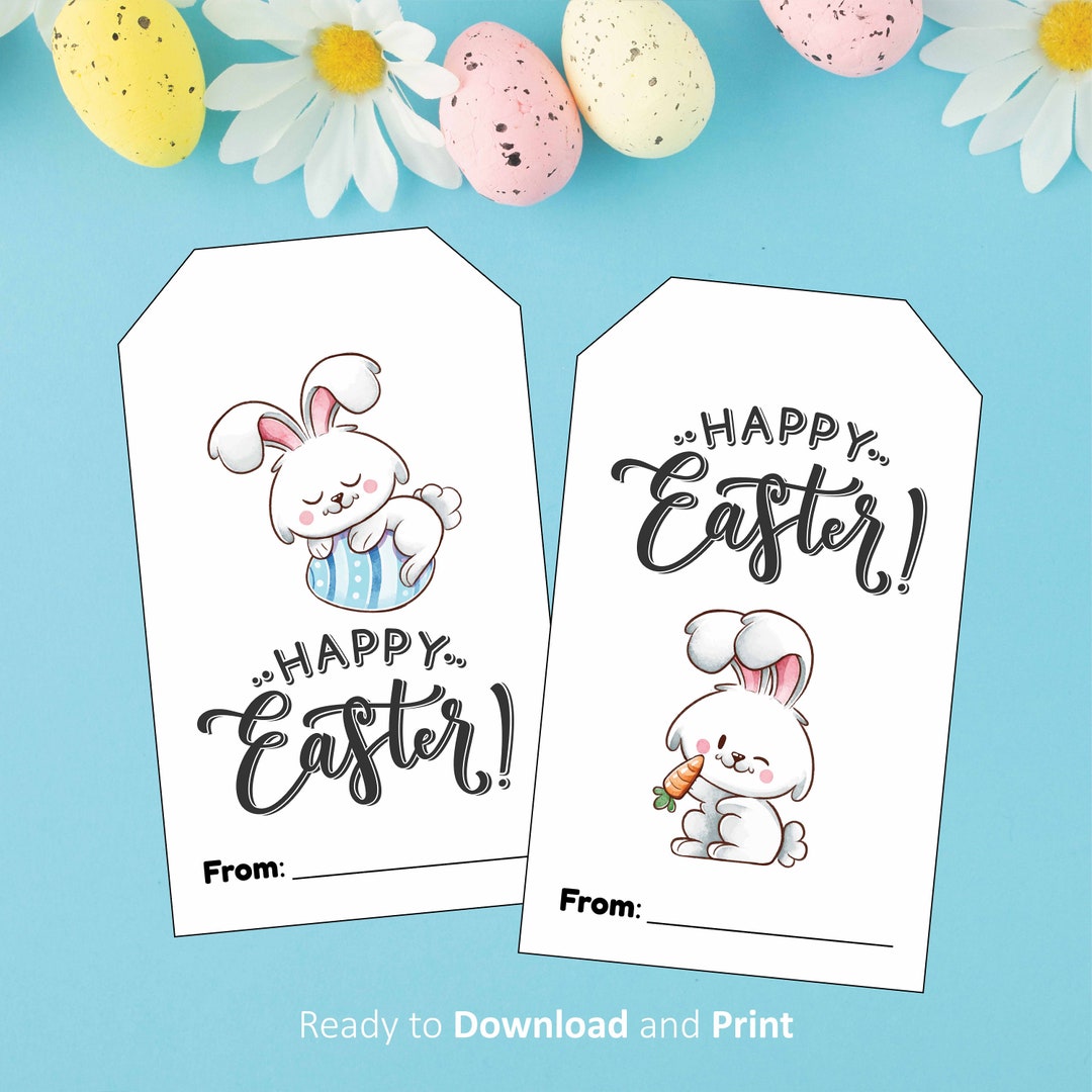 Happy Easter Tags, Easter Gift Tags, Easter Basket Tags, Printable Tags ...