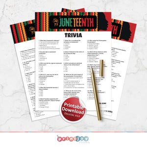 Juneteenth Trivia, Juneteenth Games, Black Holiday Trivia, Black ...