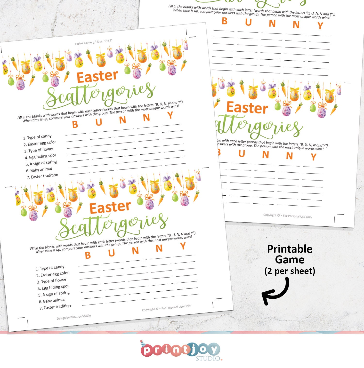 Printable Easter Scattergories Game, Easter Printables, Instant ...