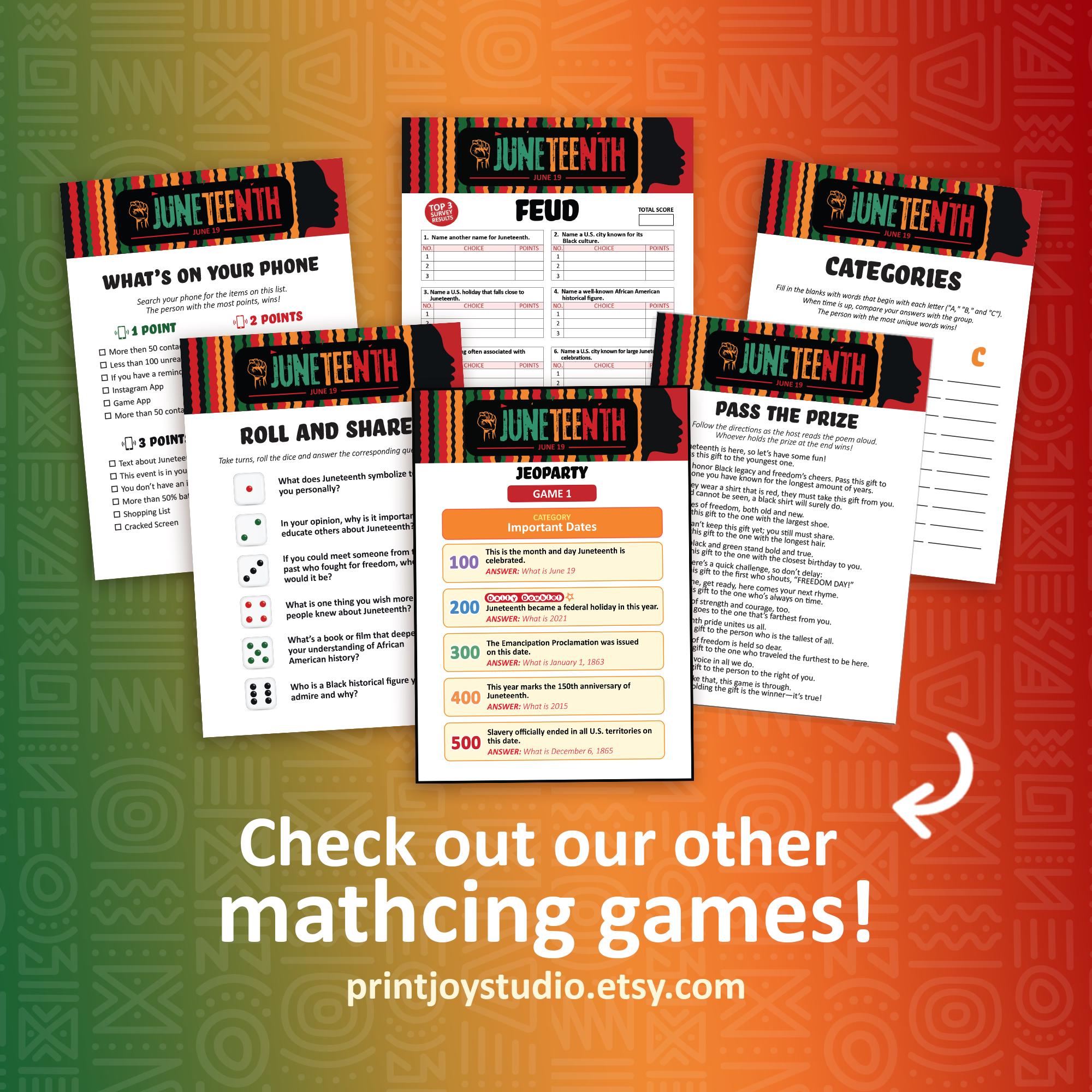 Juneteenth Feud Game, Printable Juneteenth Games, Juneteenth Activity ...