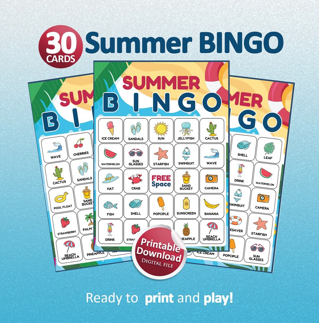 Summer Games, Summer Bingo, Printable Games, Printable Bingo Cards ...