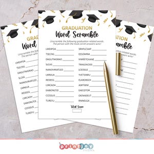 Printable Graduation Games, Word Scramble, High School Grad, Grad Party ...