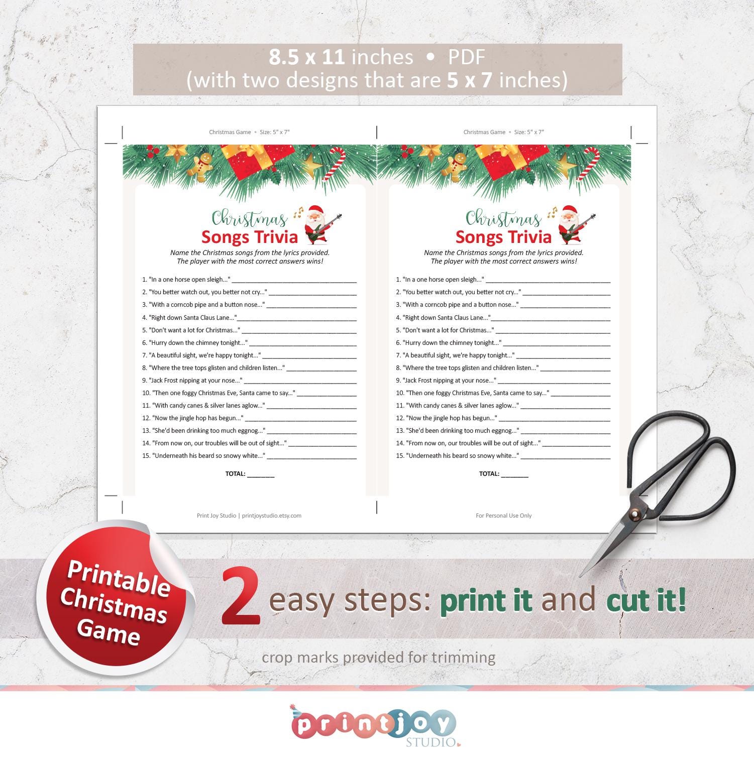 Christmas Song Trivia Game, Christmas Trivia Game for Adults, Christmas ...