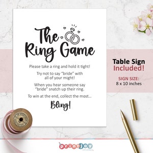 Ring Shower Game, Printable Bridal Shower Games, Ring Game, Bridal ...