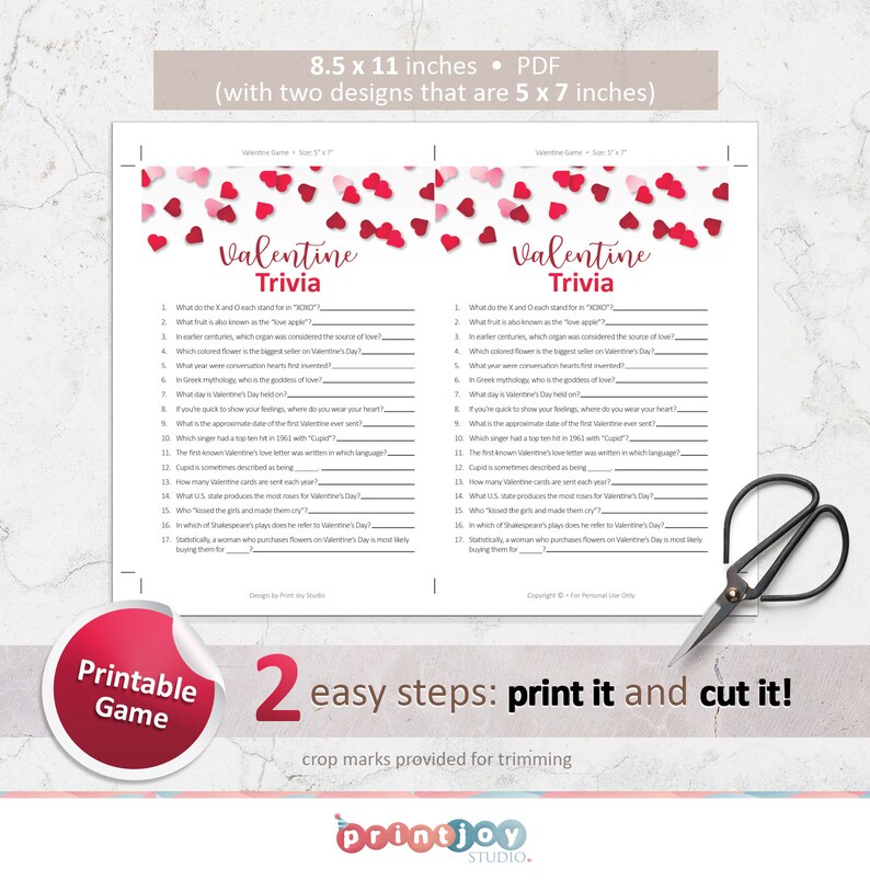 Valentine's Day Trivia Game Valentines Day Games - Etsy